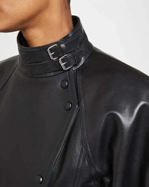 Balmain Leather Fitted Peplum Jacket