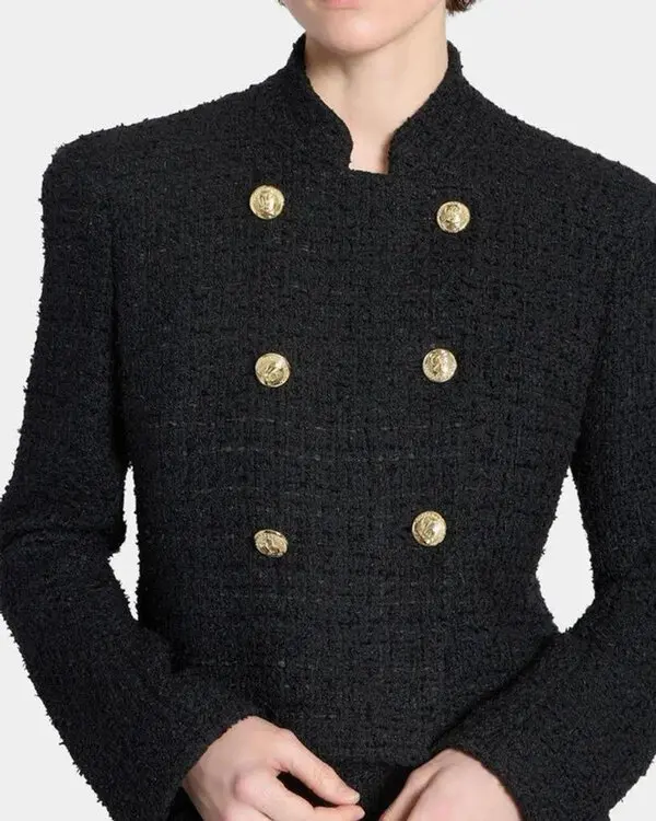 Balmain Double-breasted Tweed Crop Jacket