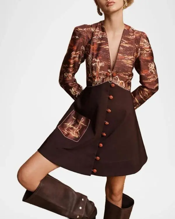 ALEMAIS Ezra Printed Linen-blend Mini Dress