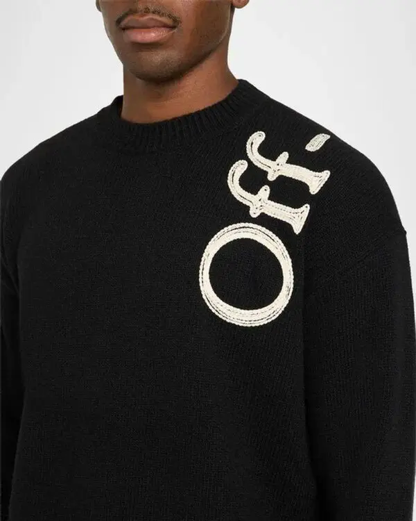 Off-White Vertical Bookish Knit Crewneck Sweater