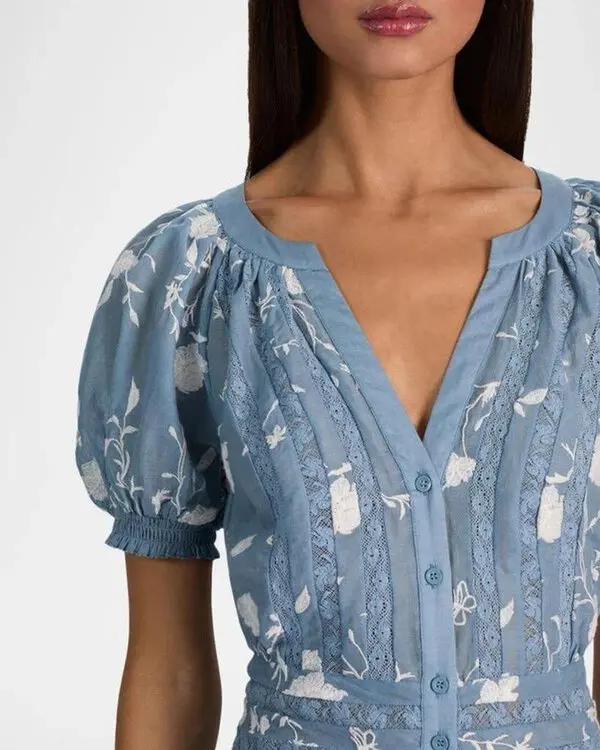Alice + Olivia Kathryn Lace-trim Midi Shirtdress