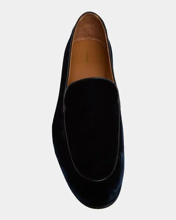 TOM FORD BOUTIQUE Apos;s Leo Leather-trim Velvet Smoking Slippers - Royal Blue