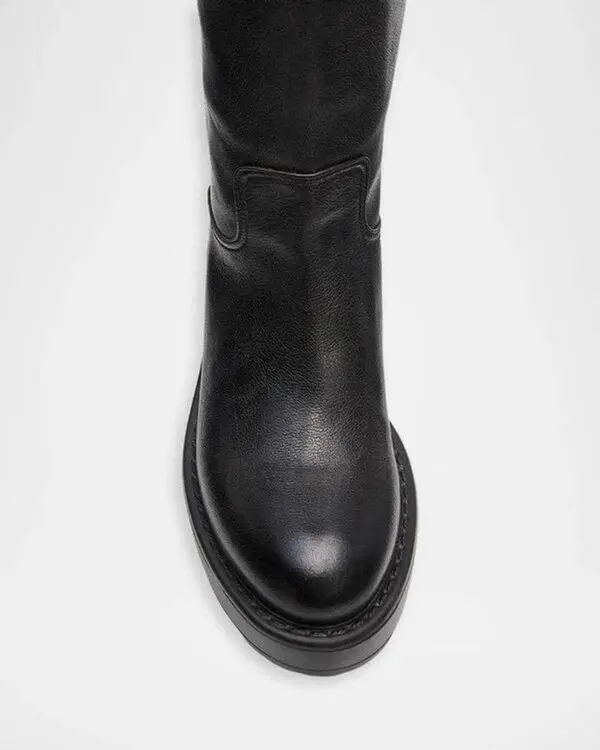 Miu Miu 55mm Leather Knee-high Lug-sole Boots