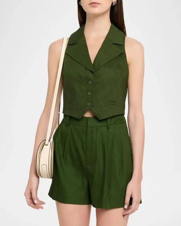 Alice + Olivia Donna Linen-blend Vest