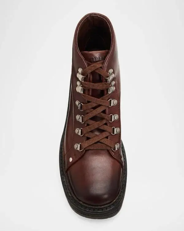Miu Miu 40mm Lace-up Leather Combat Boots