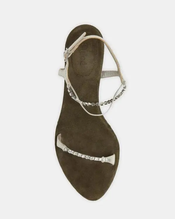 Chloé 80mm Zia Embellished Mixed Leather Sandals
