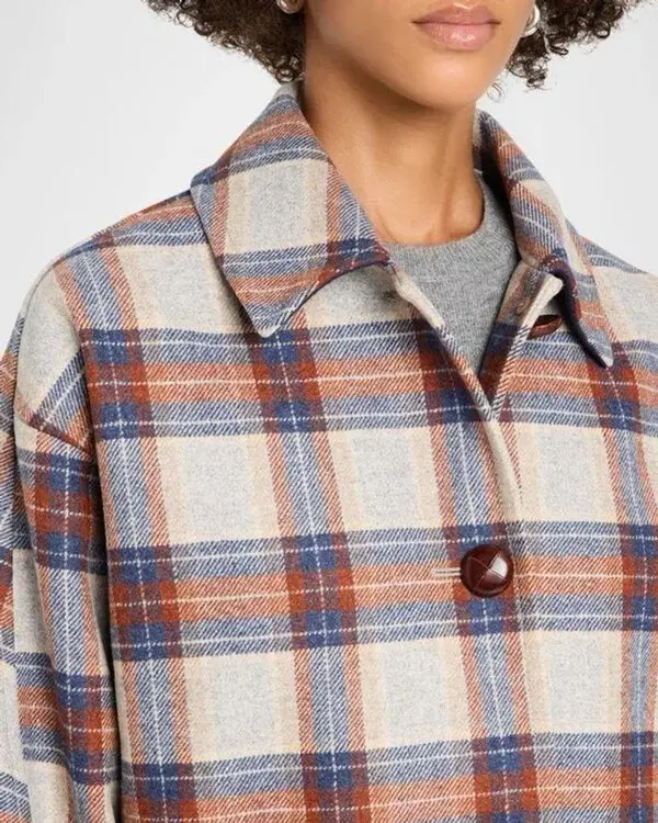 Veronica Beard Laurent Plaid Dickey Coat - Heather Gray