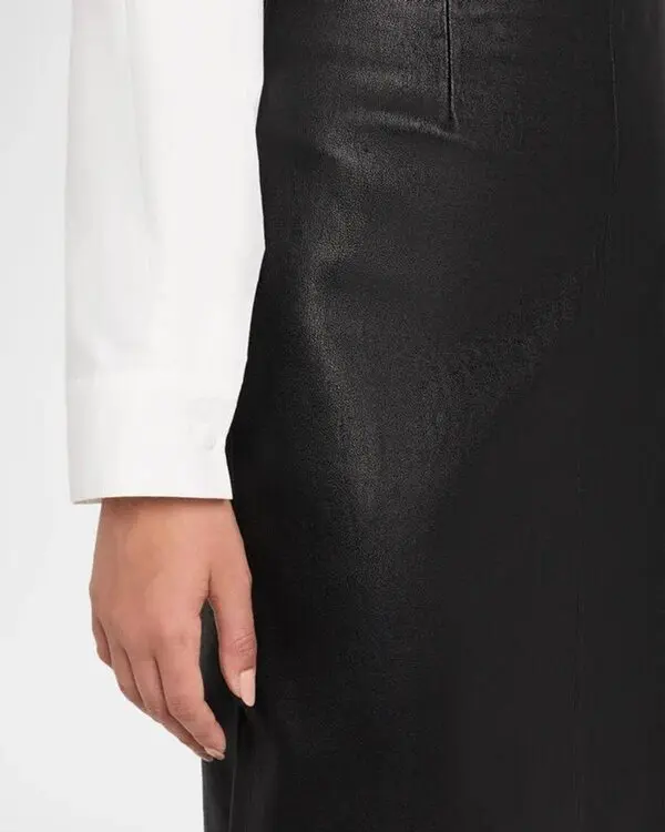 Simkhai Raven Leather Pencil Midi Skirt