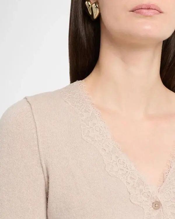 RE/DONE Ruby Lace-trim Cashmere Cardigan