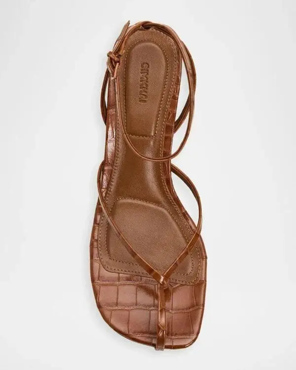 Simkhai 75mm Kelsey Embossed Leather Thong Sandals - Saddle