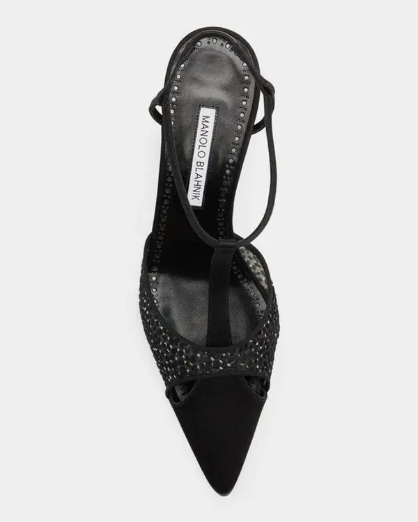Manolo Blahnik 50mm Turgimodla Laser-cut Suede T-strap Pumps