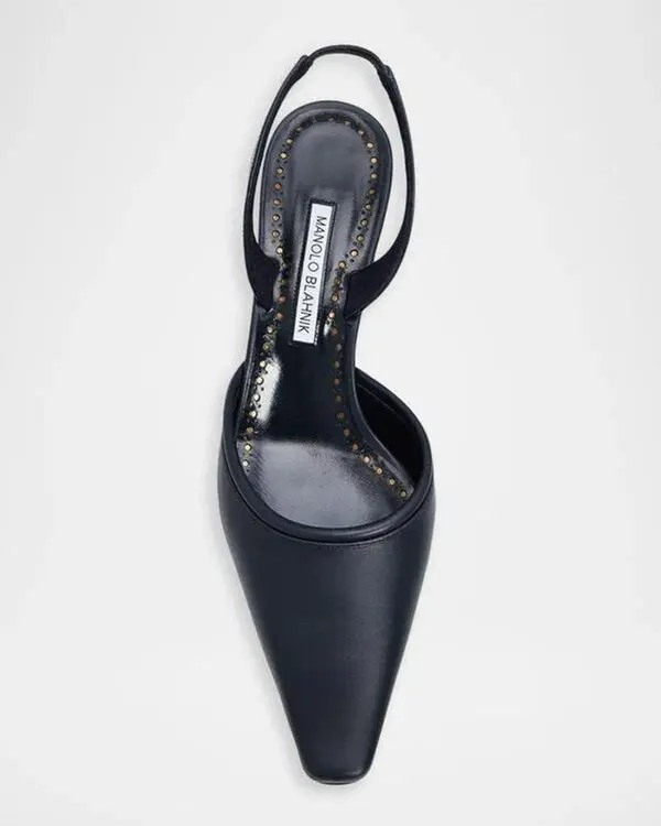 Manolo Blahnik 50mm Vendona Leather Slingback Pumps