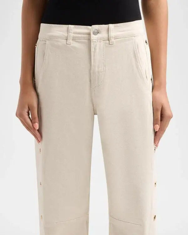 LE JEAN Frankie Studded Barrel-leg Jeans - Bone