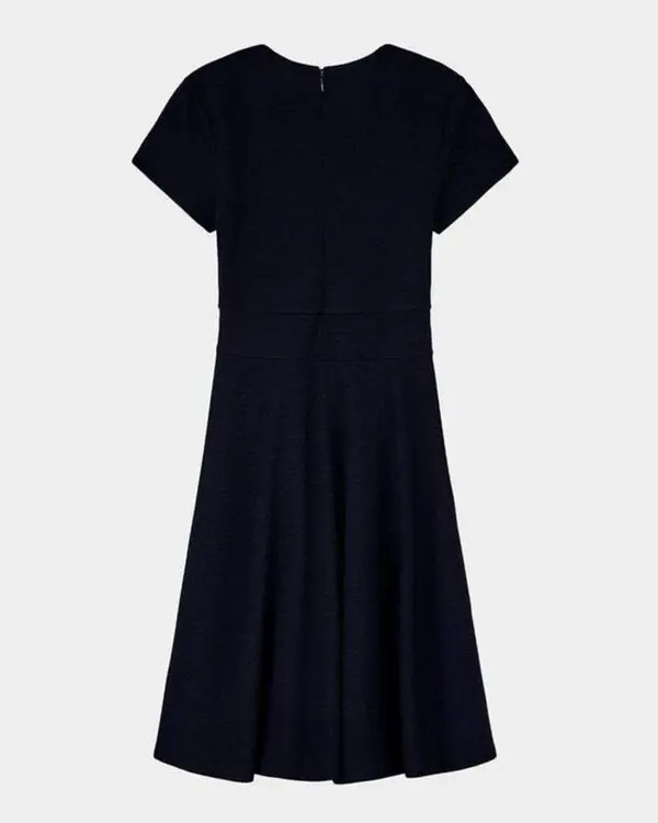 Emporio Armani Textured Knit A-line Midi Dress - Navy