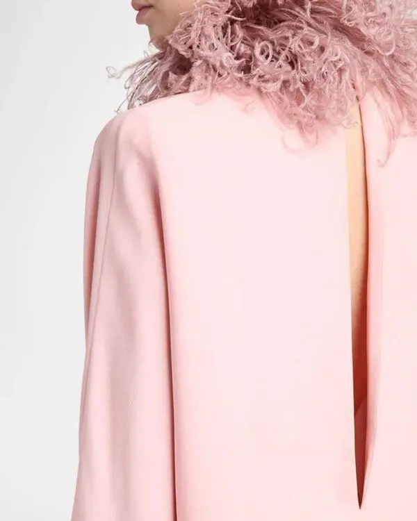 Valentino Garavani Removable Feather Collar Silk Georgette Mini Dress - Geranium P
