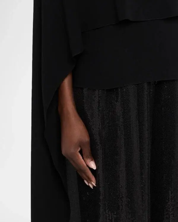 Michael Kors Silk Chiffon Streamer Capelet Blouse