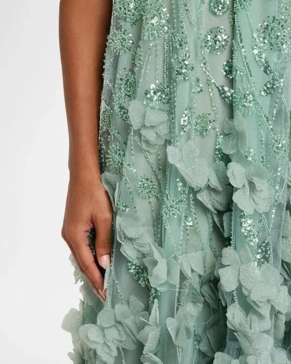 HELSI Alice Beaded Floral Strapless Dress - Sage