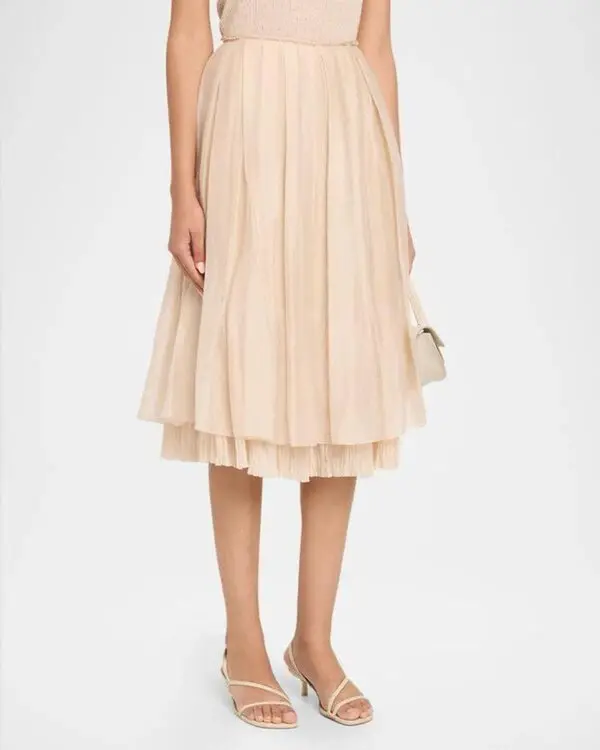 Vince Pleated Layered Skirt