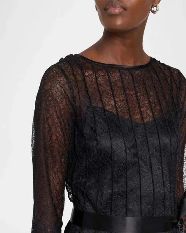 Rickie Freeman For Teri Jon Pintuck Laced Cocktail Dress