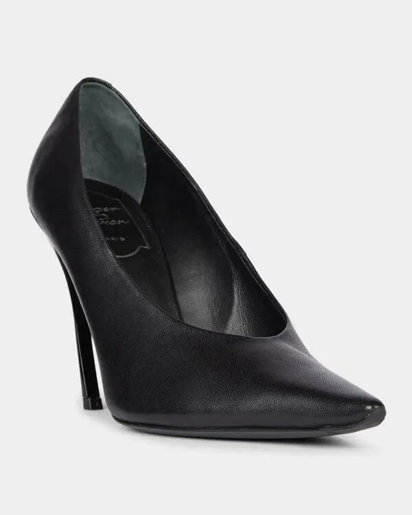 ROGER VIVIER Choc Decollette 100mm Leather Curved-heel Pumps