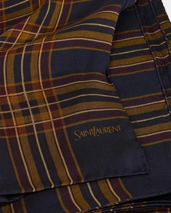 Saint Laurent Apos;s Cassandre Tartan Square Scarf