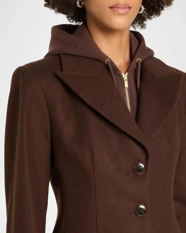 Veronica Beard Elspeth Coat With Hoodie Dickey - Espresso