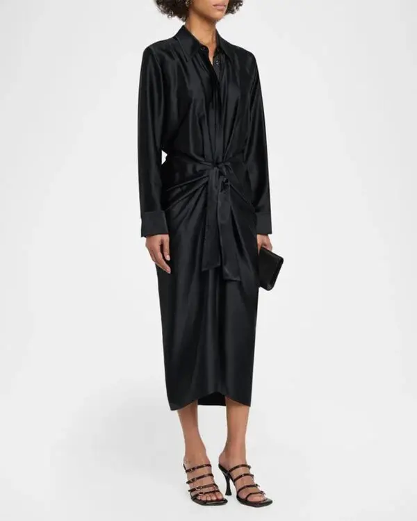 A.L.C. Mila Silk Shirtdress - Black
