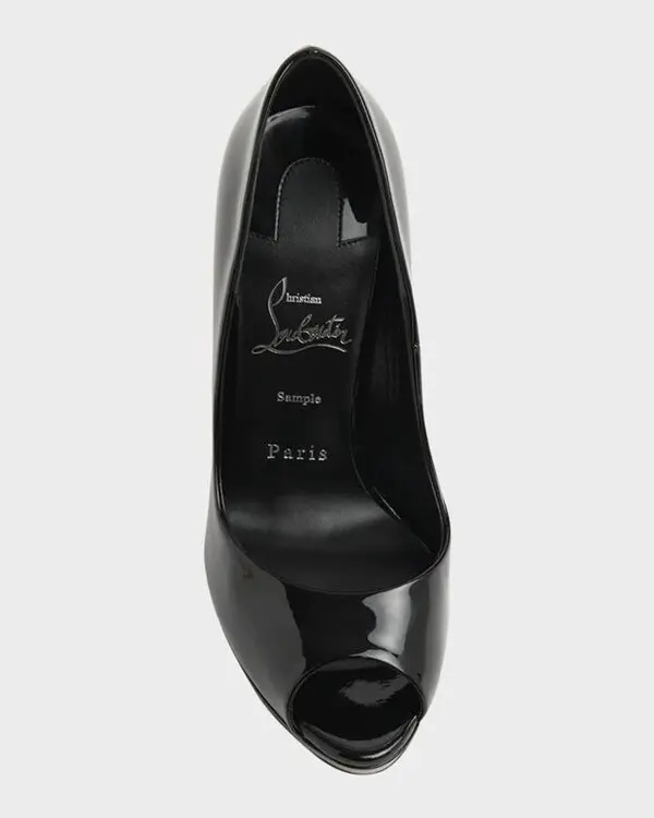 CHRISTIAN LOUBOUTIN 120mm Lady Z Patent Leather Peep-toe Pumps - Black