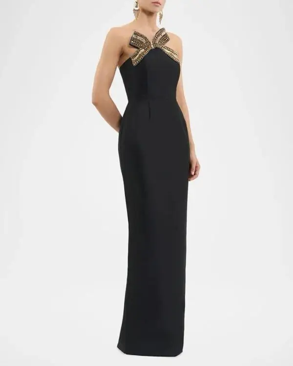 Rebecca Vallance Venus Strapless Bow-embellished Column Gown