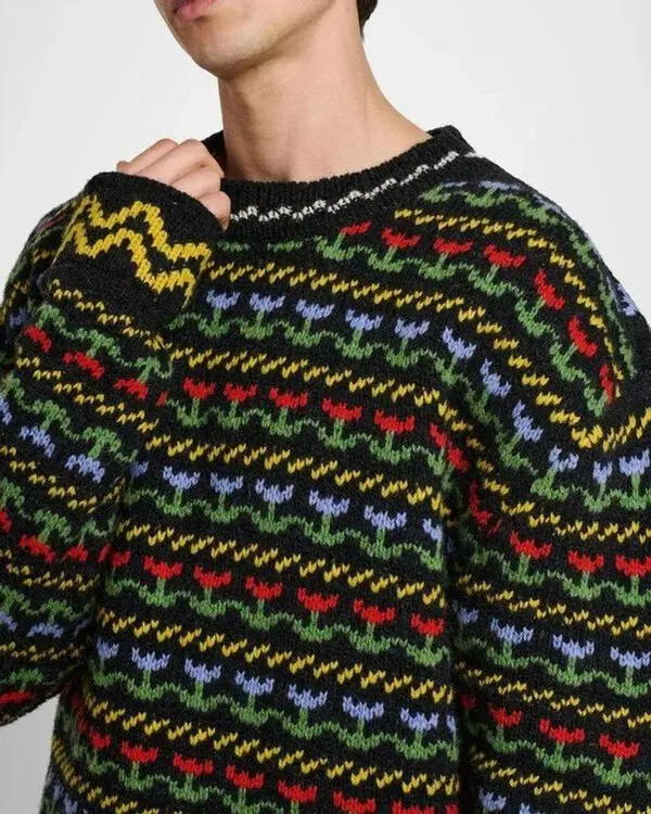 Marni Apos;s Floral Wool Knit Crewneck Sweater