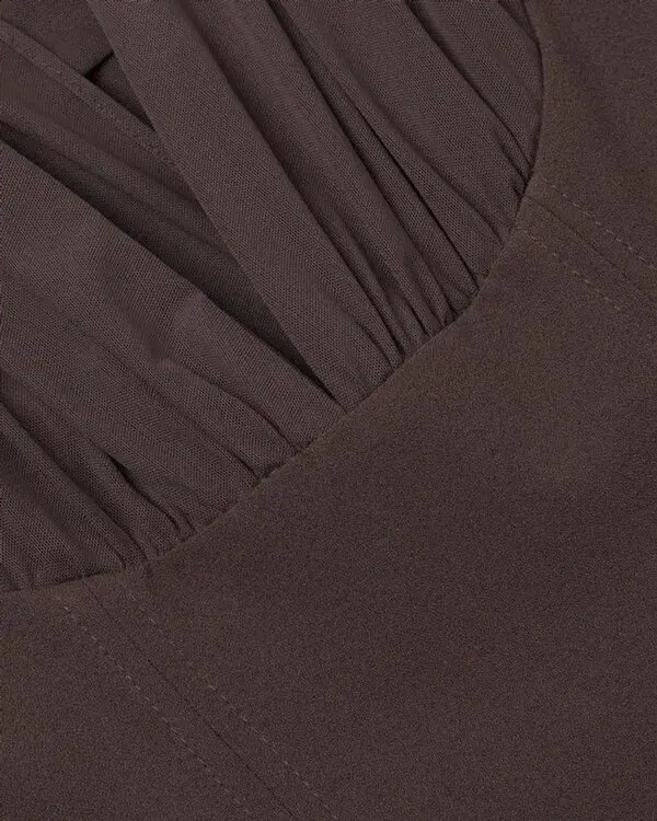 Black Halo Elara Mesh Midi Dress - Espresso