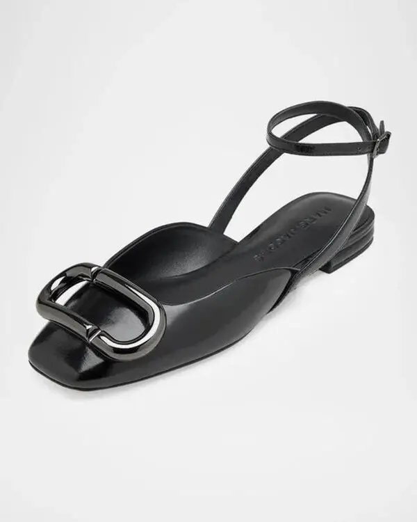 Marc Jacobs The Pop J Marc Leather Slingback Flats - Black