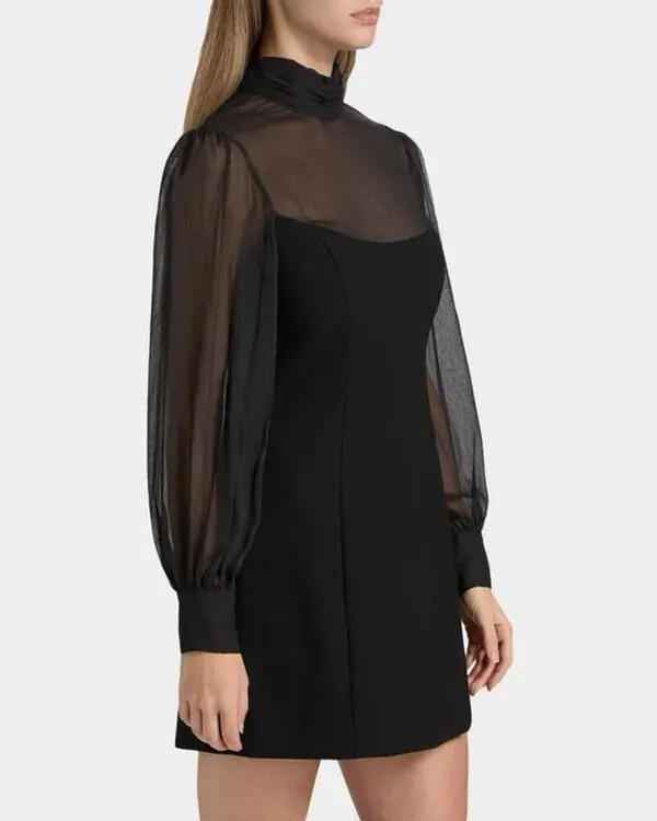 Cinq À Sept Fili Mesh Tieneck Mini Dress