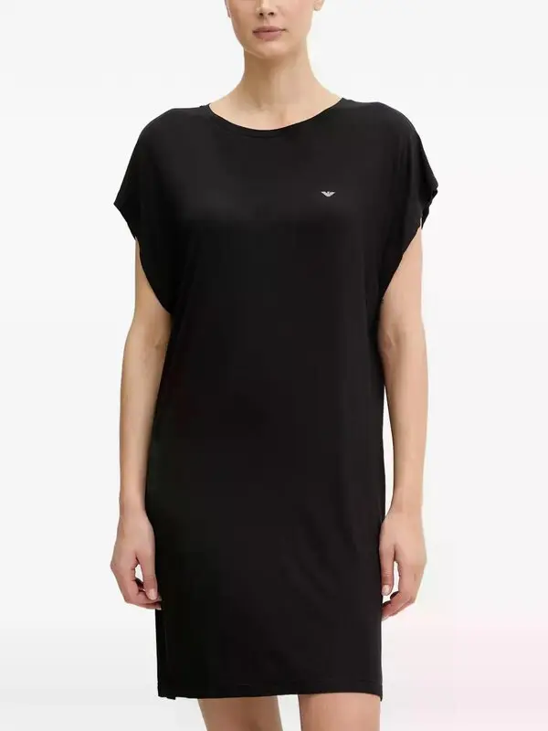 Emporio Armani Rhinestone-logo Nightdress - Black