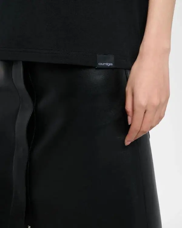 COURREGES Cotton Ribbed Stand-collar T-shirt - Black