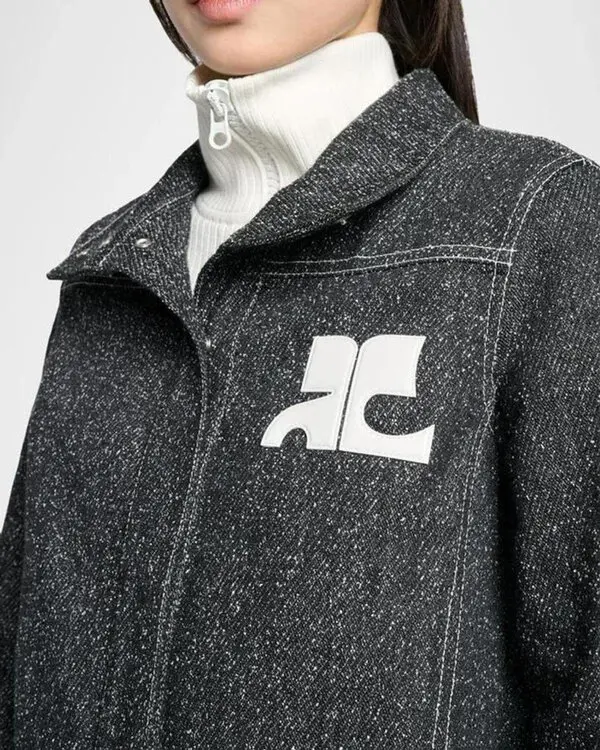 COURREGES Denim Tweed Jacket - Black