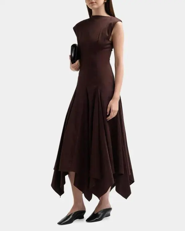Black Halo Eloidie Asymmetric Midi Dress
