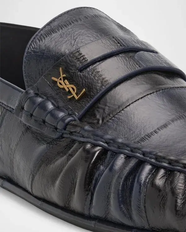 Saint Laurent Apos;s Hagfish Leather Foldable Penny Loafers