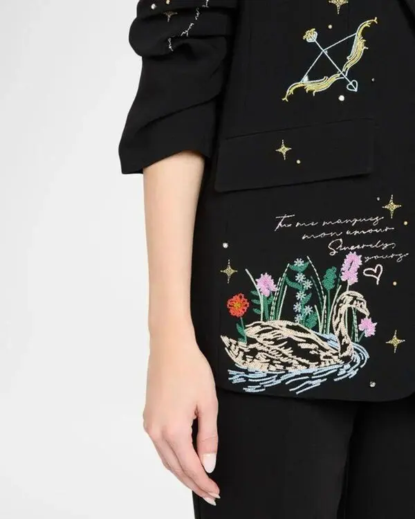 Cinq À Sept Kelsa Starry Scribbles Blazer - Black Multi