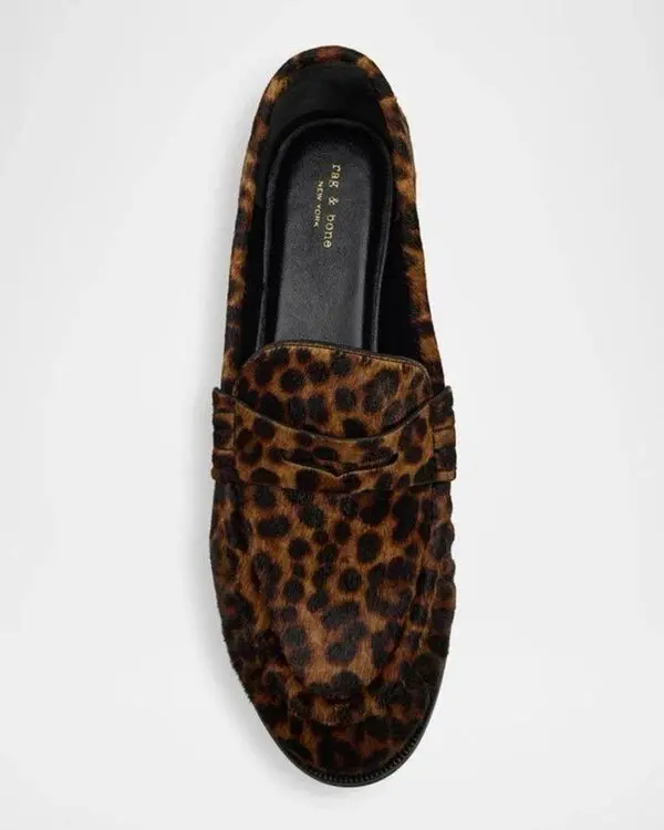 Rag & Bone Lexi Leopard Calf Hair Penny Loafers - Leopard Ha