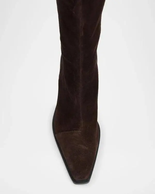 Rag & Bone 75mm Newbury Suede Knee-high Boots - Dark Choco