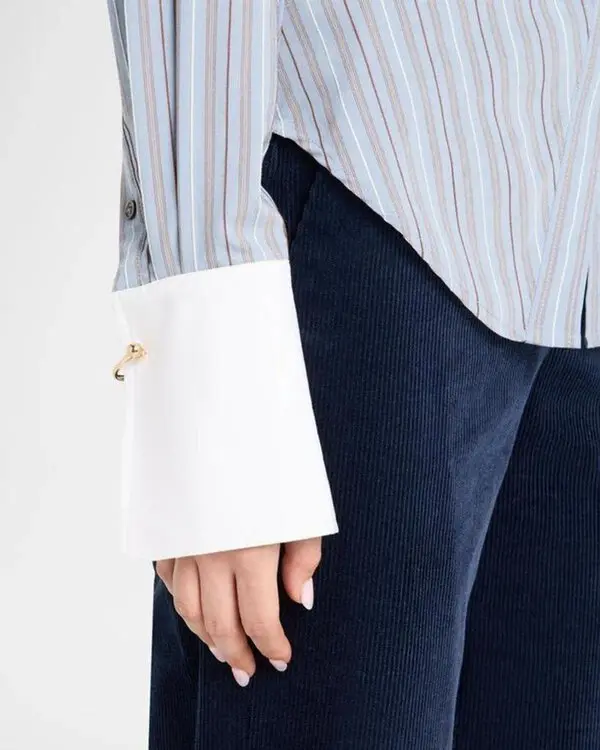 Veronica Beard Devra Striped Button-front Shirt