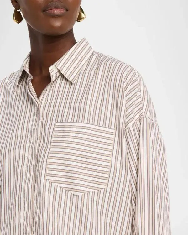 Rag & Bone Marin Pinstripe Cropped Shirt