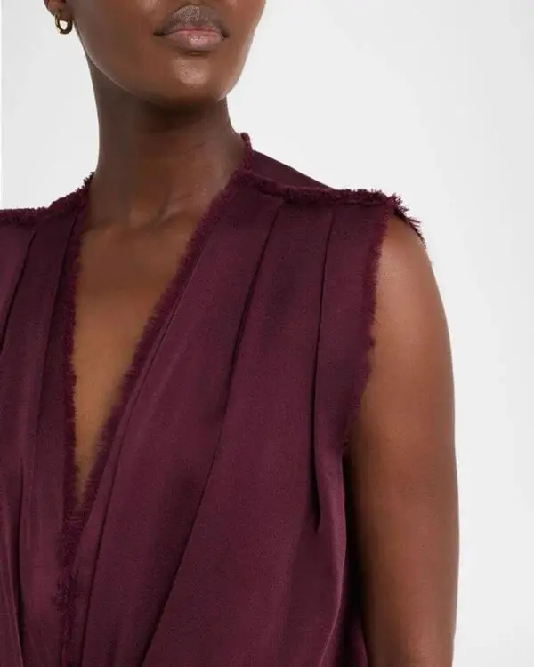 Michael Kors Plunging Draped Satin Column Maxi Dress
