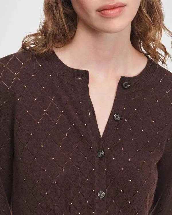 Rag & Bone Archie Jewel Cashmere-blend Cardigan - Dkbrn