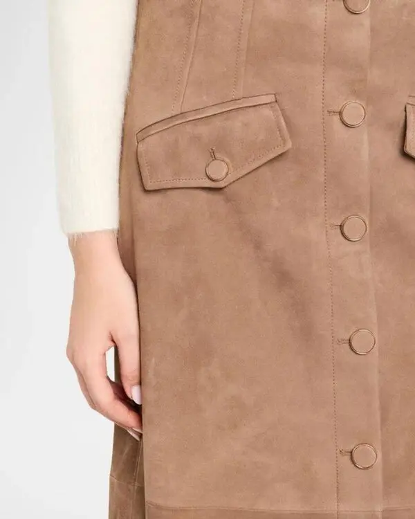 Veronica Beard Callisian Suede Midi Skirt