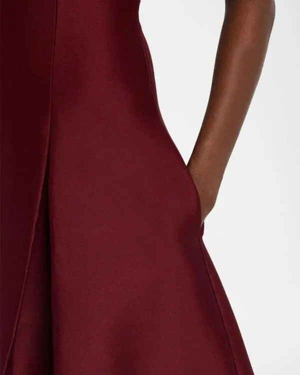 Badgley Mischka Pleated A-line Midi Dress