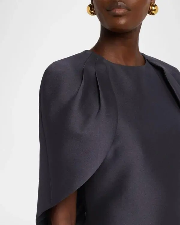 Badgley Mischka Cape-sleeve Bodycon Midi Dress - Charcoal