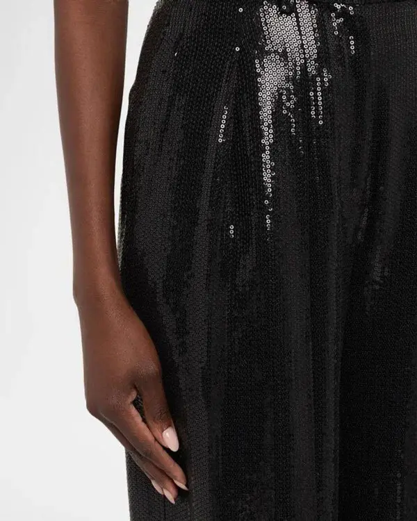 Michael Kors High-rise Pleated Sequined Wide-leg Trousers