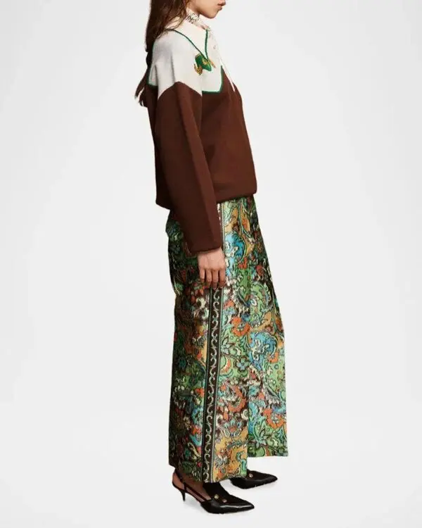 ALEMAIS Charlotte Jacquard Wide-leg Pants